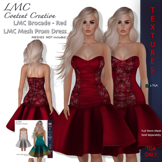 Second Life Marketplace - LMC TGA - Brocade Red - Textures for the LMC ...