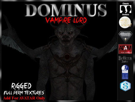 Second Life Marketplace - ~DOMINUS~ Vampire God (Male V.2 & V.3) (BOXED)