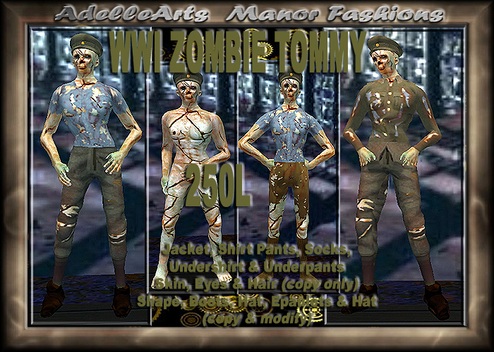 Second Life Marketplace - AdelleArts WWI Zombie Tommy Outfit