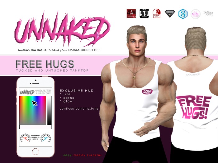 Second Life Marketplace - UNNAKED / TANKTOP / ALL SIZES / FREE HUGS