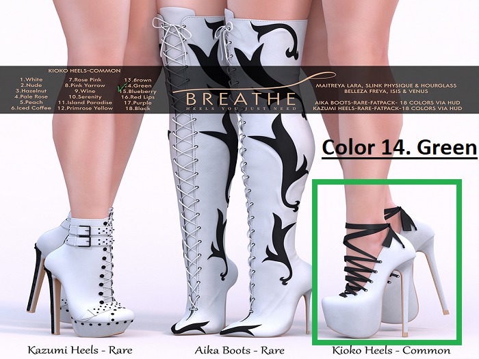 Second Life Marketplace - [BREATHE]-Kioko Heels-14 Green- Maitreya LARA ...