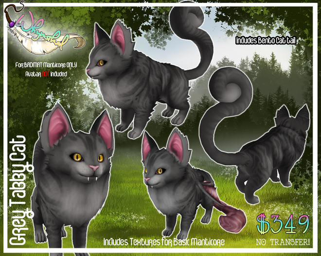 Second Life Marketplace - BRDMRT Manticore - Grey Tabby Cat