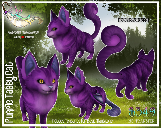 Second Life Marketplace - BRDMRT Manticore - Purple Tabby Cat