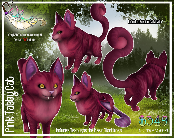 Second Life Marketplace - BRDMRT Manticore - Pink Tabby Cat
