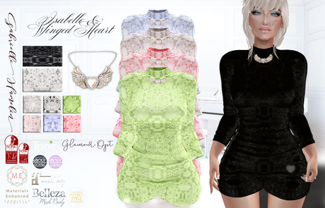 Second Life Marketplace - ♥ .::GH::. ♥ Isabelle Lace Embossed Short Hem ...