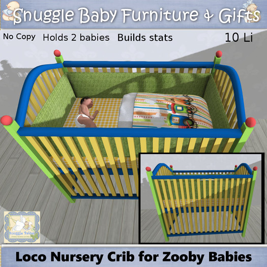 Second Life Marketplace - Snuggle Baby Loco Nursery Crib for Zooby ...