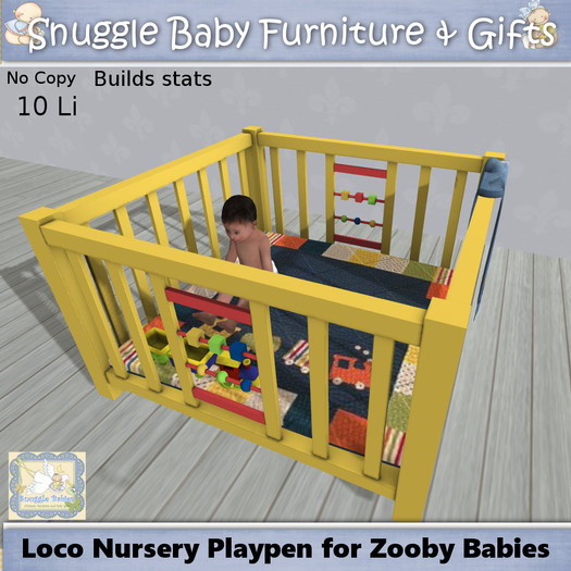 Second Life Marketplace - Snuggle Baby Loco Nursery Playpen for Zooby ...