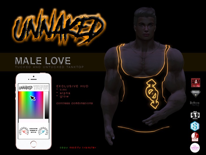 Second Life Marketplace - UNNAKED / TANKTOP / ALL SIZES / MALE LOVE