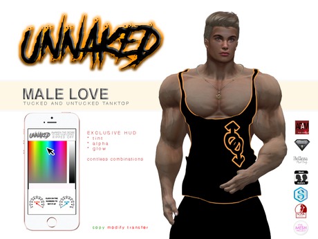 Second Life Marketplace - UNNAKED / TANKTOP / ALL SIZES / MALE LOVE
