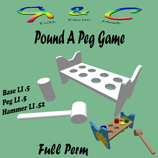 Second Life Marketplace - R&C Full Perm Mesh Pound A Peg Game