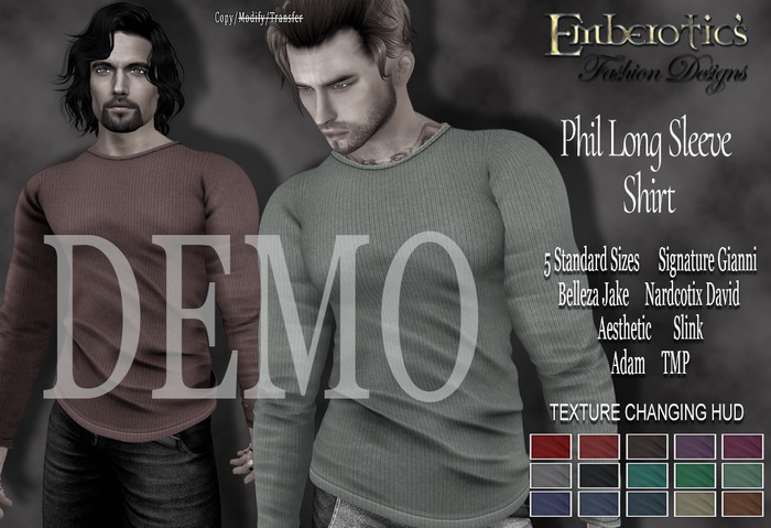 Second Life Marketplace - DEMO ~ Phils ~ Long Sleeve Top and Texture ...