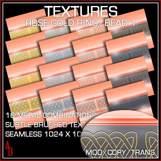 Second Life Marketplace - *AD* Textures - Rose Gold Ring Jewelry Textures