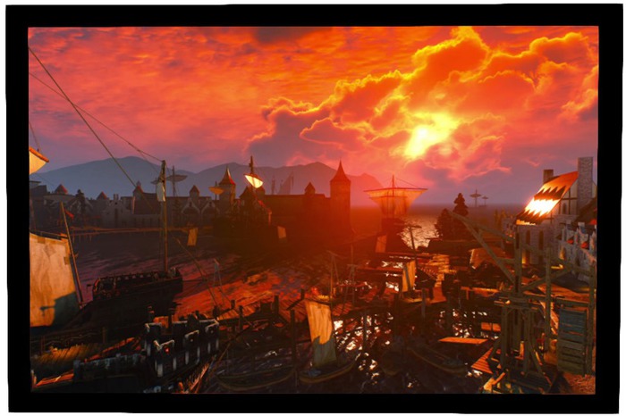 Second Life Marketplace - Harbor Sunset - Framed Fantasy Art