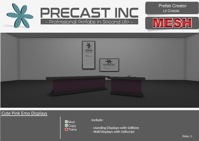Second Life Marketplace - PRECAST Inc. - Cute Pink Emo Displays