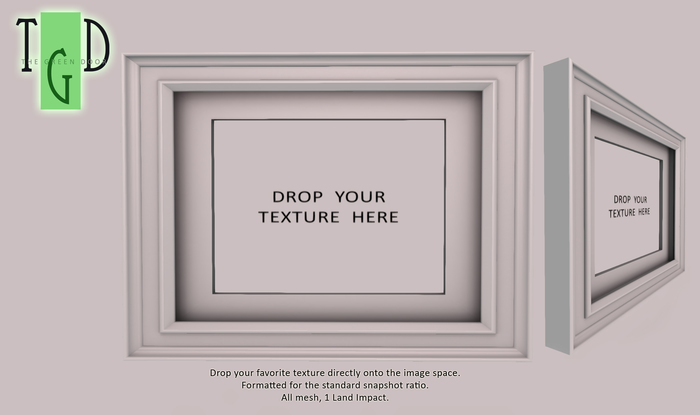 Second Life Marketplace - ~GD~ Picture Frame w Drop-In Texture - White