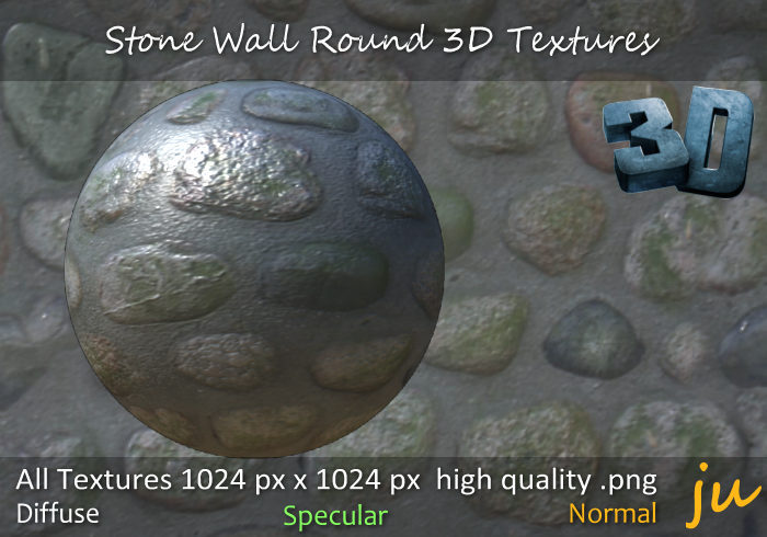 Second Life Marketplace - JU Stone Wall Round 3D Textures Full Perm