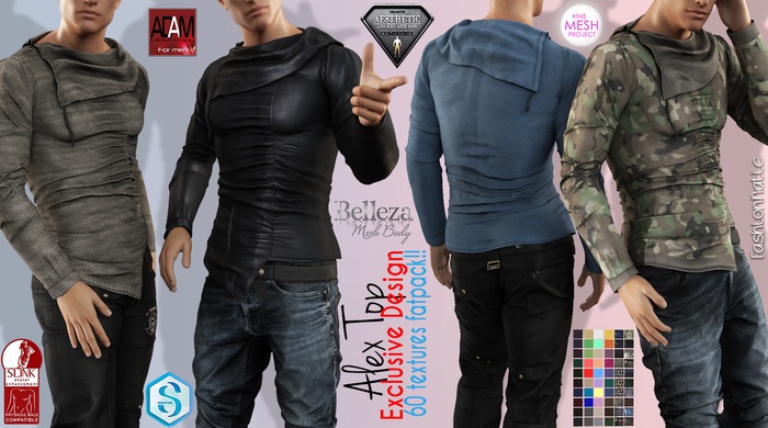 Second Life Marketplace - ALEX FATPACK Male Top MESH - ADAM, AESTHETIC ...