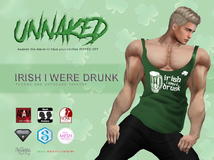 Second Life Marketplace - UNNAKED / TANKTOP / ALL SIZES / IRISH I WERE ...