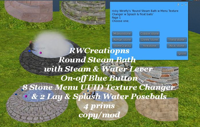 Second Life Marketplace - Round Rock Stone Steam Bath Hot Tub w Menu ...