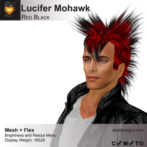 Second Life Marketplace - A&A Lucifer Mohawk Red Black (FUNCTIONAL DEMO ...