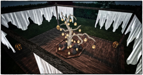 Second Life Marketplace - Nyns Dead Lamp Tree/Drapes Gazebo