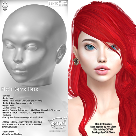Second Life Marketplace - CATWA HEAD Kittia [DEMO]