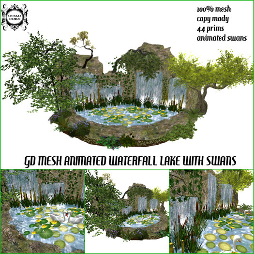 Second Life Marketplace - GD MESH ANIMATED WATERFALL LAKE WITH SWANS