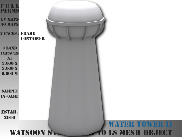 Second Life Marketplace - Water tower II - 3 LI - FULL PERMS Mesh