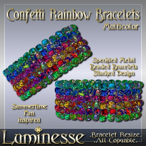 Second Life Marketplace - *DAZZLE DEAL* CONFETTI RAINBOW Bracelets ...