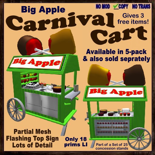 Second Life Marketplace - (CC) Area Stuff: Carnival Carts -Big Apple BX