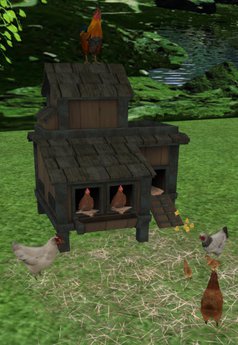 Second Life Marketplace - Chicken Coop w/chickens sound & animated