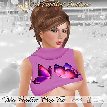 Second Life Marketplace - DPB Isha Papillon Crop Top - H *for Maitreya Only*