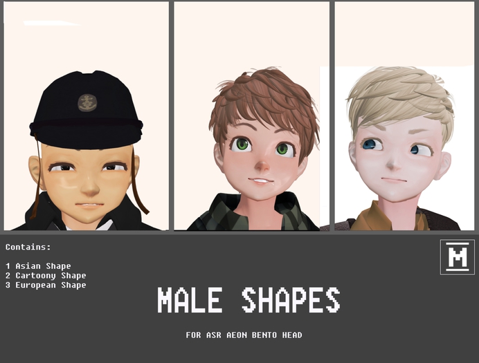 Second Life Marketplace - |M| - MALE SHAPES FOR ASR AEON BENTO HEAD