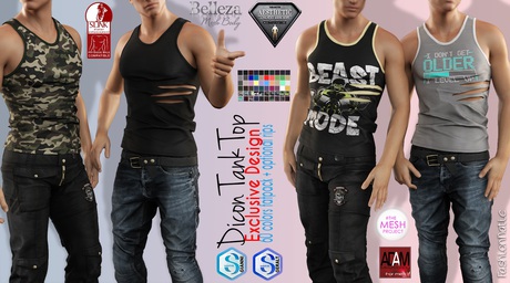 Second Life Marketplace - DICON RED Male Top MESH - ADAM, AESTHETIC ...