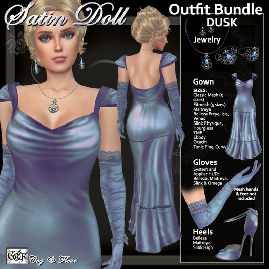 Second Life Marketplace - C&F Satin Doll Outfit BUNDLE 3 (Mesh, Fitmesh ...