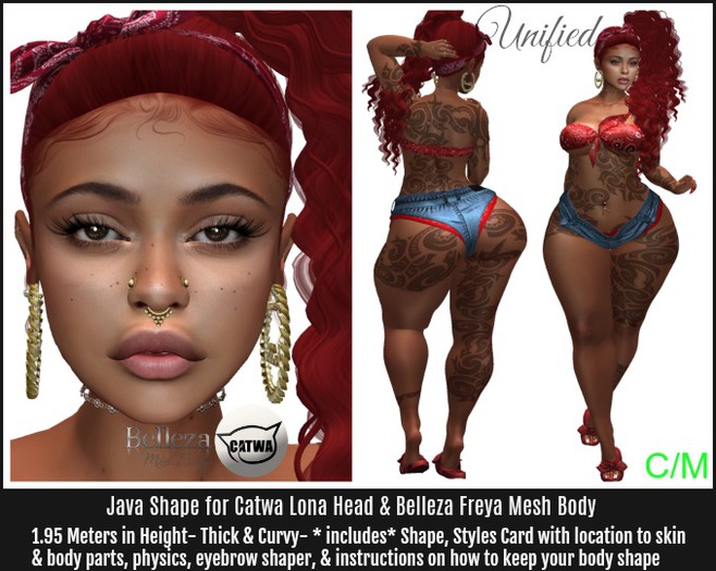 Second Life Marketplace Java Shape For Belleza Freya Catwa Lona By Unified