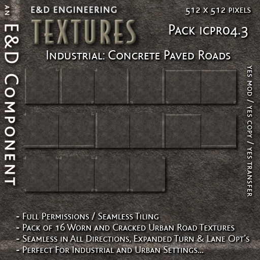 Second Life Marketplace - [ICPR04.3] 16 Dark Highway Concrete Urban ...