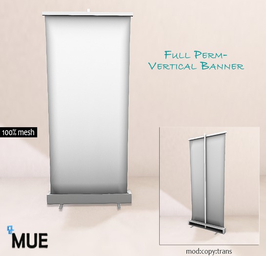 Second Life Marketplace - Mue Vertical Banner and Stand Full Perm