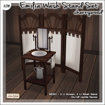 Second Life Marketplace - [V/W] Emilia Wash Stand Set Cherrywood ...