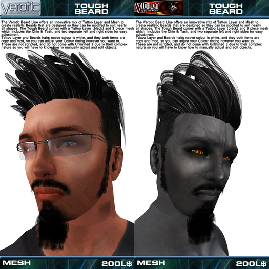 Second Life Marketplace - Violet Studios - Verotic Beards - Tough Beard