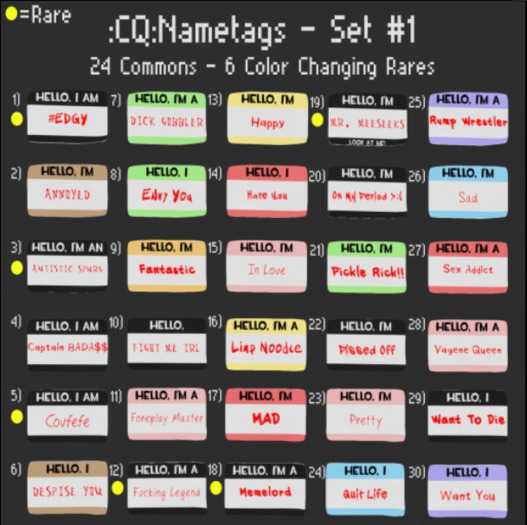 Second Life Marketplace - 10. :CQ:Nametag S1 - Fight Me IRL [Boxed]