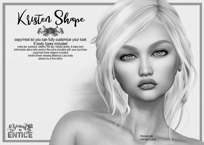 Second Life Marketplace - Beauty by Entice - Kristen Shape DEMOS