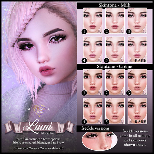 Second Life Marketplace - .Atomic. Gacha // Catwa Skin_Lumi (Freckles ...