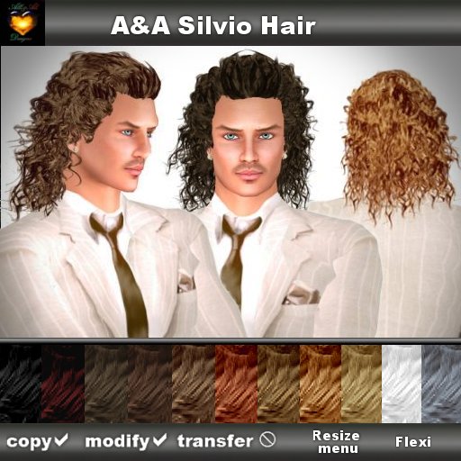 Second Life Marketplace - A&A Silvio Hair 11 Colors Value Pack (curly ...