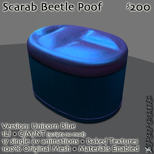 Second Life Marketplace - % Scarab Poof (unicorn blue) *MESH*