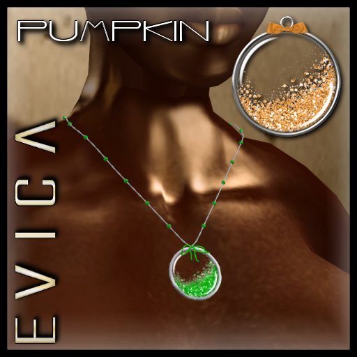 Second Life Marketplace - EVICA - Glitter Glass Necklace - Pumpkin