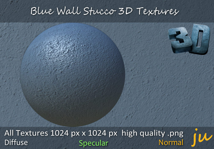 Second Life Marketplace - JU Blue Wall Stucco 3D Textures Full Perm
