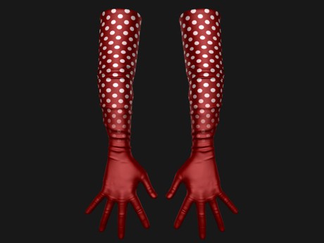 Second Life Marketplace - Polka dot gloves (red/white) Maitreya