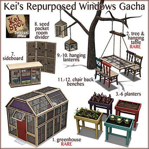 Second Life Marketplace - Kei's Repurposed Window Gacha - COMPLETE SET