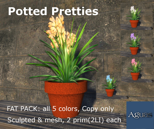 Second Life Marketplace - Potted Pretties Fat Pack COPY VERSION (all 5 ...